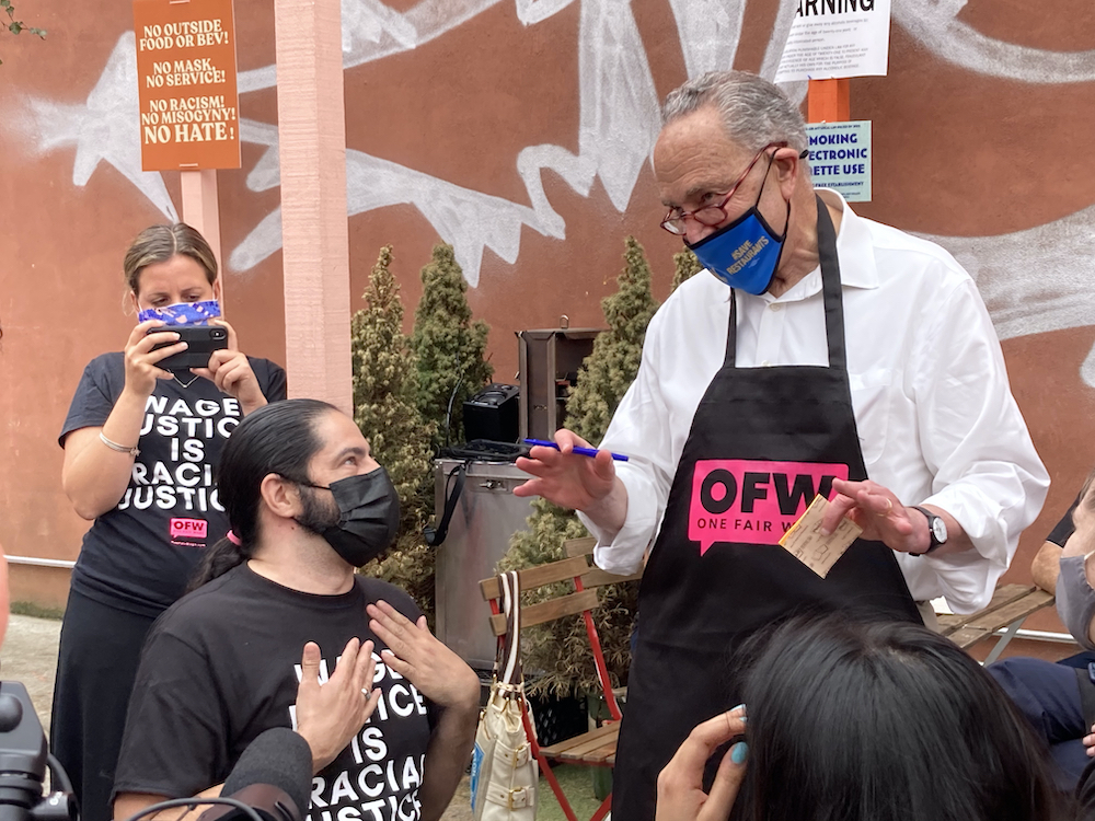 Schumer takes orders for lunch and legislation